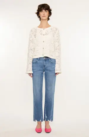 KANCAN Ivorie Mid Rise Crop Straight Jeans - Medium Wash