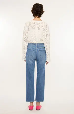 KANCAN Ivorie Mid Rise Crop Straight Jeans