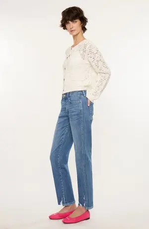 KANCAN Ivorie Mid Rise Crop Straight Jeans