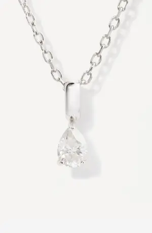 LITTLE SKY STONE Birthstone Teardrop Silver Necklace - Moissanite