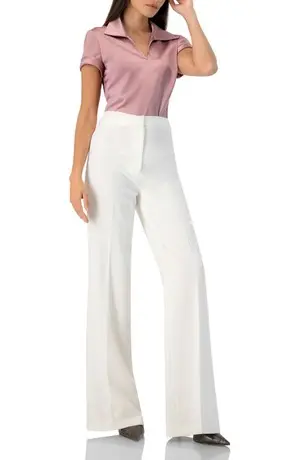 IVONNE Wide Leg Straight Pants - Ivory