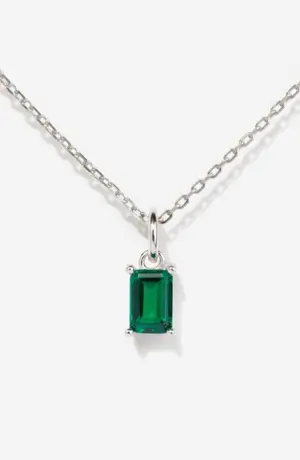 LITTLE SKY STONE Silver Pendant Necklace Emerald/may