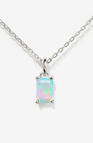 LITTLE SKY STONE Silver Pendant Necklace Iridescent Blue Opal