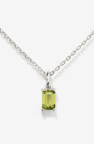 LITTLE SKY STONE Silver Pendant Necklace - Light Green Peridot