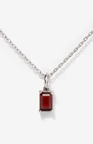 LITTLE SKY STONE Silver Pendant Necklace - Red Garnet