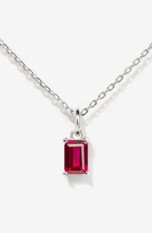 LITTLE SKY STONE Silver Pendant Necklace Red Ruby/july
