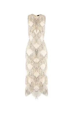 IVONNE Deco Shimmer Fringe Midi Dress