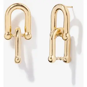 LITTLE SKY STONE Harper Double Link Stud Earrings - Gold