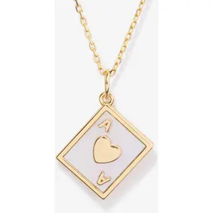 LITTLE SKY STONE Ace Of Heart Charm Necklace - Mother Of Pearl