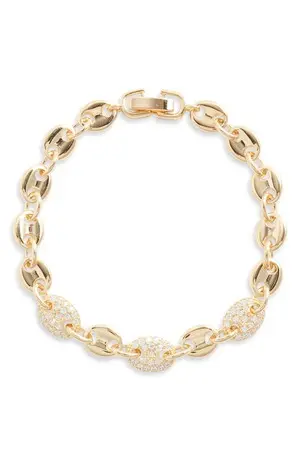 Nordstrom Crystal Mariner Chain Bracelet - Clear- Gold