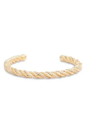 Nordstrom Twisted Cubic Zirconia Cuff Bracelet - Clear- Gold