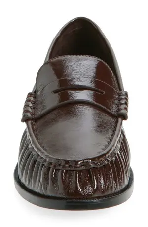 Jeffrey Campbell Stallone Penny Loafer - Brown Crinkle Patent
