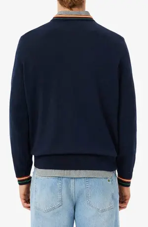 Lacoste Classic Fit Striped Sweater - Navy Blue/briquette