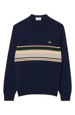 Lacoste Ottoman Stitch Stripe Cotton & Wool Sweater