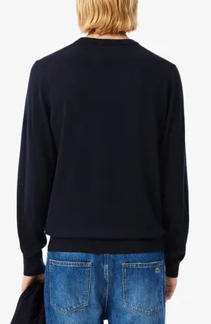 Lacoste Merino Wool Crewneck Sweater - Marine
