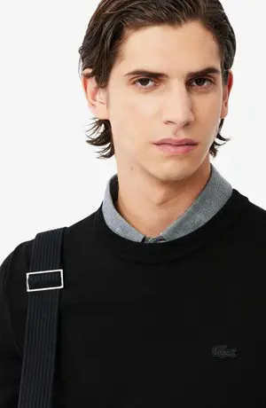 Lacoste Merino Wool Crewneck Sweater - Noir