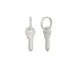 SPERO LONDON Key Hoop Sterling Silver Earrings Silver