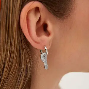 SPERO LONDON Key Hoop Sterling Earrings - Silver