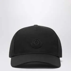 Moncler Baseball Cap With Logo Patch - Black