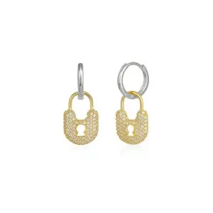 SPERO LONDON Sterling Padlock Hoop Earrings - Gold