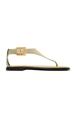 Balmain Anthem Flat Toe-post Sandals In Suede - Beige
