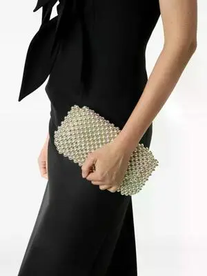 0711 TBILISI Clover Beaded Clutch - Silver