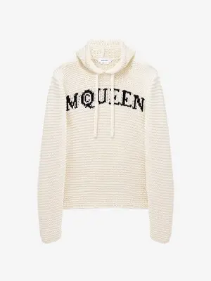 Alexander McQueen Textured Logo Cropped Hoodie