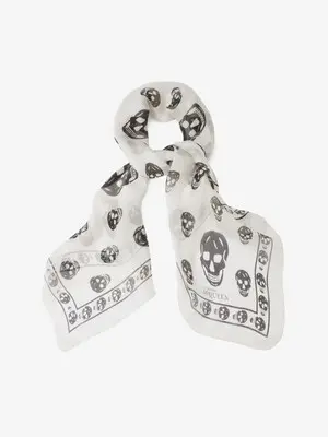 Alexander McQueen Classic Silk Skull Scarf - Ivory/black