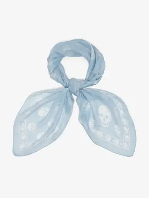 Alexander McQueen Classic Skull Foulard - Light Blue
