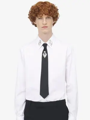 Alexander McQueen Crystal Mirror Embroidered Tie - Black