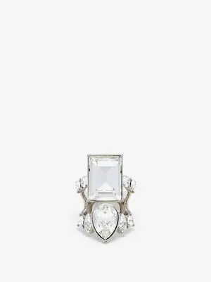 Alexander McQueen Crystal Cocktail Ring - Silver-finish