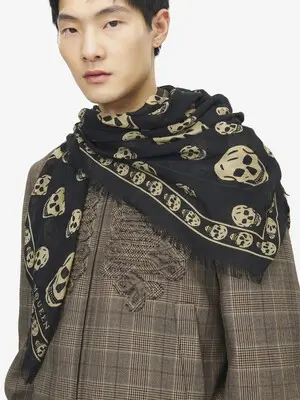 Alexander McQueen Classic Skull Foulard - Black/light Brown