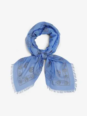 Alexander McQueen Classic Skull Foulard - Blue