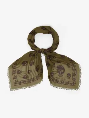 Alexander McQueen Classic Skull Foulard - Green