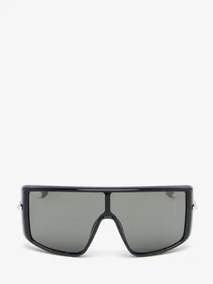 Alexander McQueen T-bar Visor Sunglasses - Black/silver