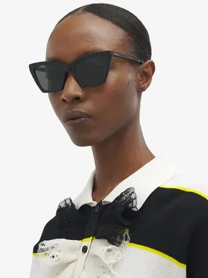 Alexander McQueen Geometric Cat-eye Sunglasses - Black/smoke