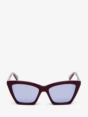 Alexander McQueen Geometric Cat-Eye Sunglasses Burgundy/blue