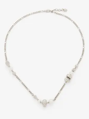 Alexander McQueen Skull And Pearl Necklace - Palladium