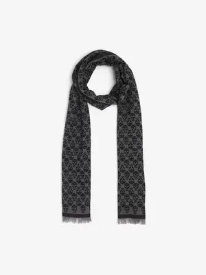 Alexander McQueen Skull Monogram Scarf - Black/grey