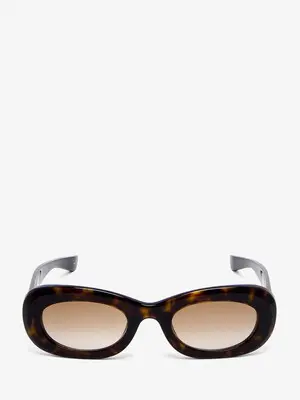 Alexander McQueen Logo Oval Sunglasses - Brown