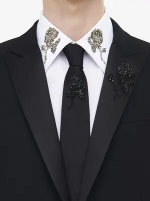 Alexander McQueen Embroidered Silk Tie - Black