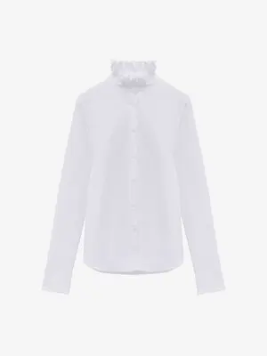 Alexander McQueen Ruffle Neck Poplin Shirt