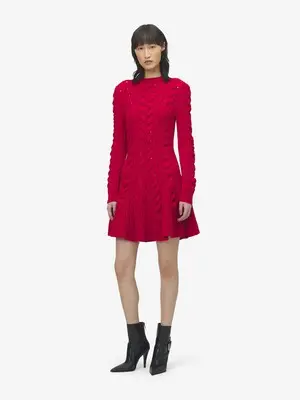 Alexander McQueen Wool Cashmere Cable Knit Mini Dress