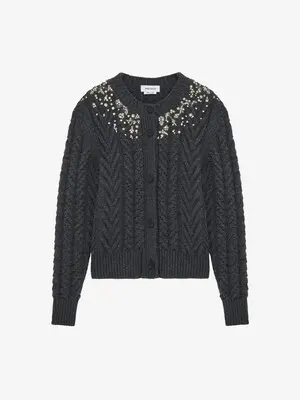 Alexander McQueen Crystal-embellished Cable Knit Cardigan