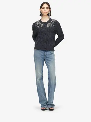 Alexander McQueen Crystal-embellished Cable Knit Cardigan