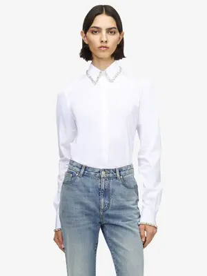 Alexander McQueen Crystal-embellished Cotton Poplin Shirt