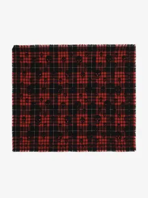 Alexander McQueen Tartan Skull Scarf - Red/black