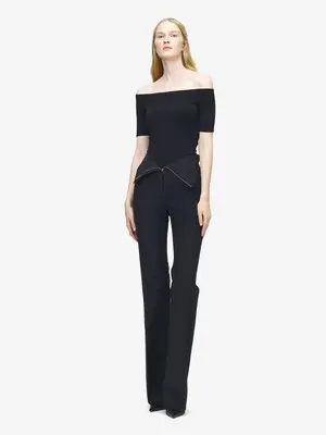 Alexander McQueen Fold Over Waist Bootcut Trousers