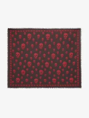 Alexander McQueen Classic Skull Scarf - Deep Red