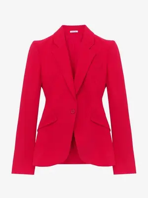 Alexander McQueen Single-breasted Leaf Crepe Jacket - Red